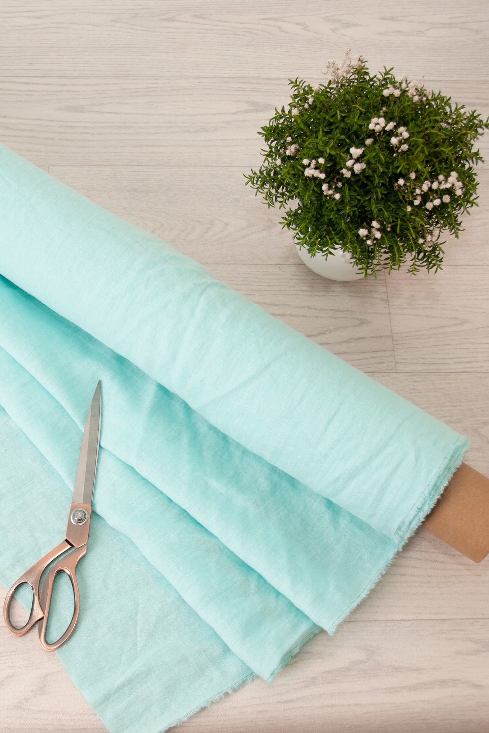 Light Mint Linen Fabric by Meter, Mint Pure 100% Linen Flax, Prewashed ...