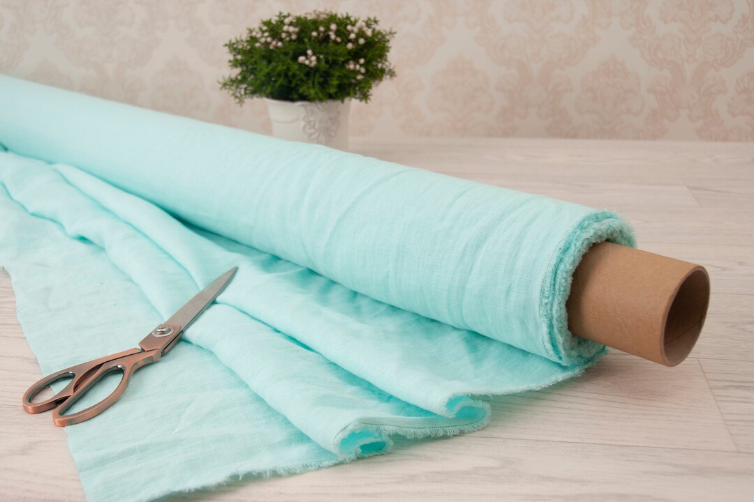 Light Mint Linen Fabric by Meter, Mint Pure 100% Linen Flax, Prewashed ...