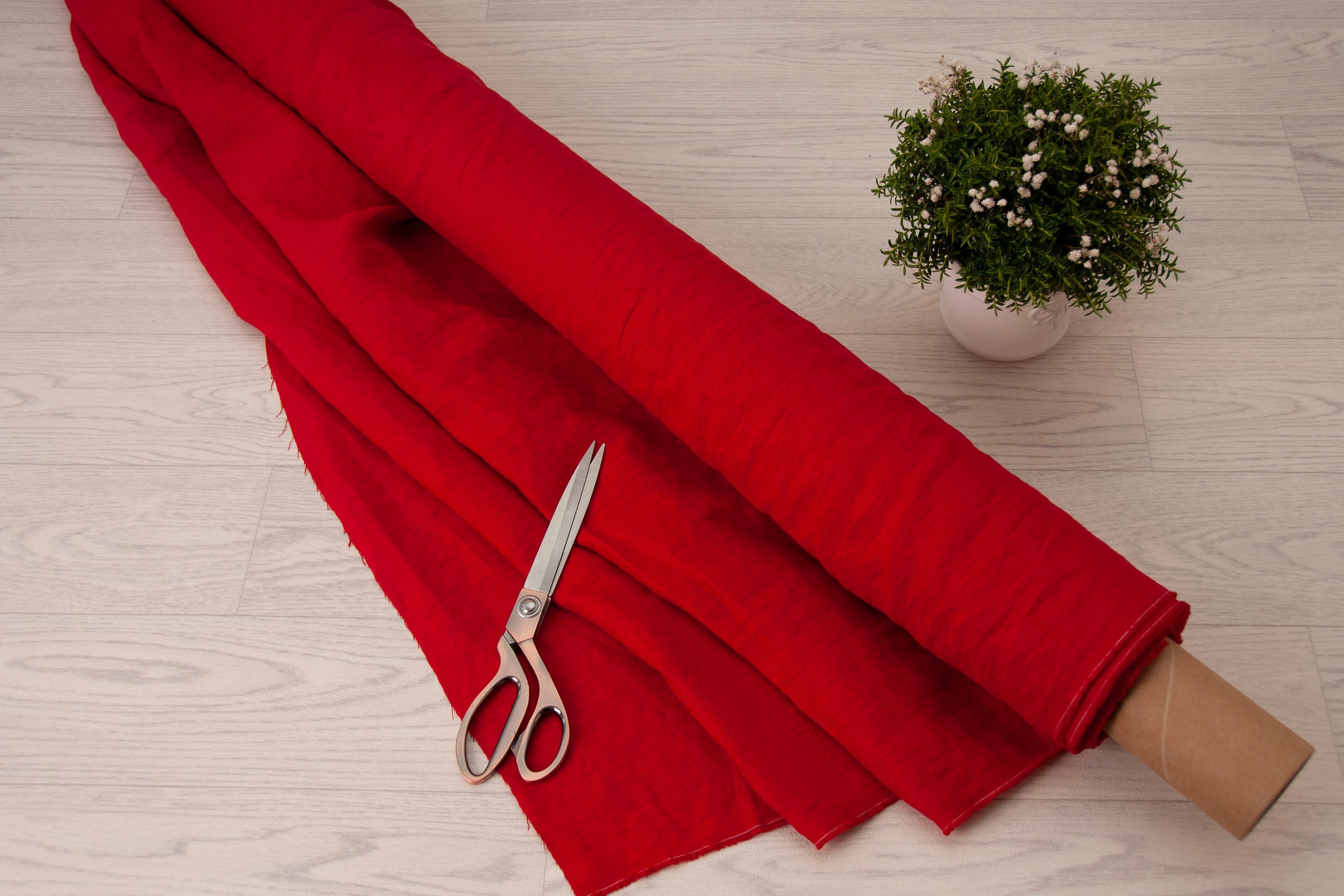 Red Linen Fabric, Natural Linen Fabric by Meter, Red Fabric Pure 100% ...
