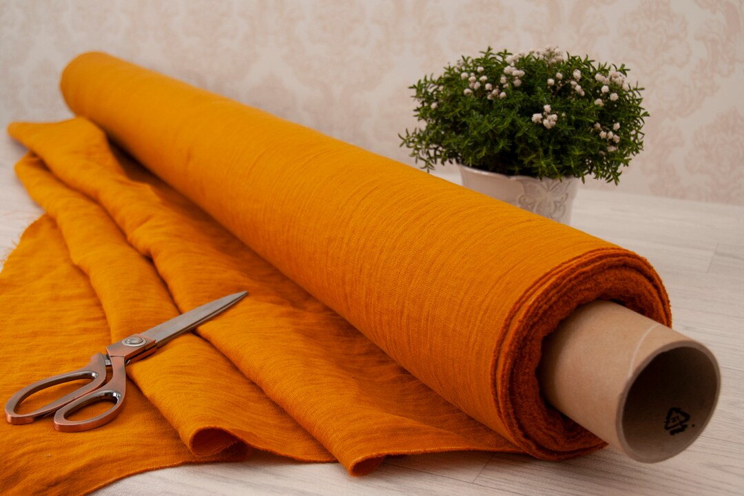 Mustard Yellow Linen Fabric by Meter, Pure 100% Linen by Yard ...
