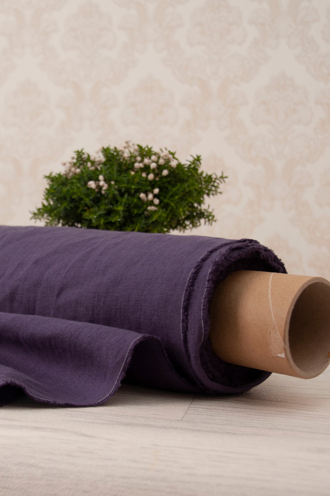 Violet Linen Fabric by Meter, Purple Pure 100% Linen Flax, Prewashed ...