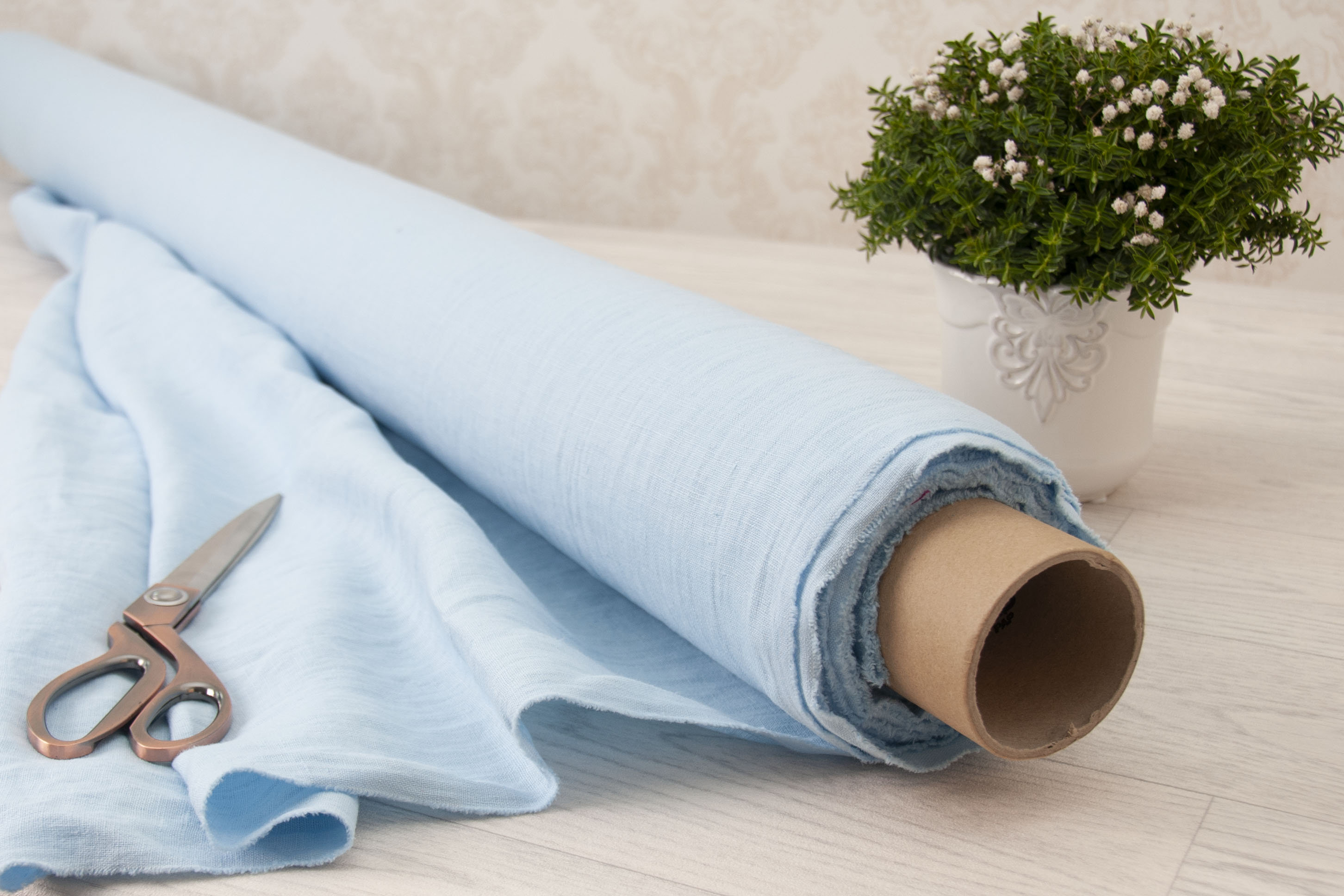 Sky Blue Linen Fabric by Meter, Light Blue Pure 100% Linen Flax ...