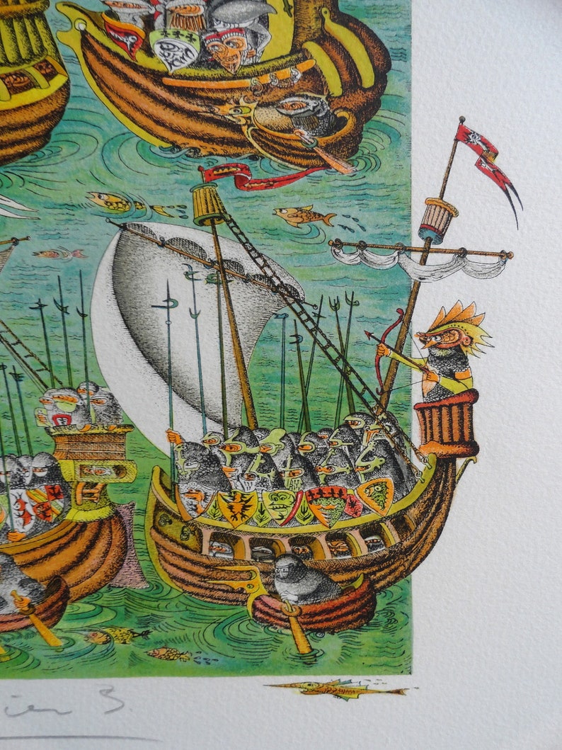 Guillermo Silva Original Lithograph "disembarcamento Medieval" - Etsy