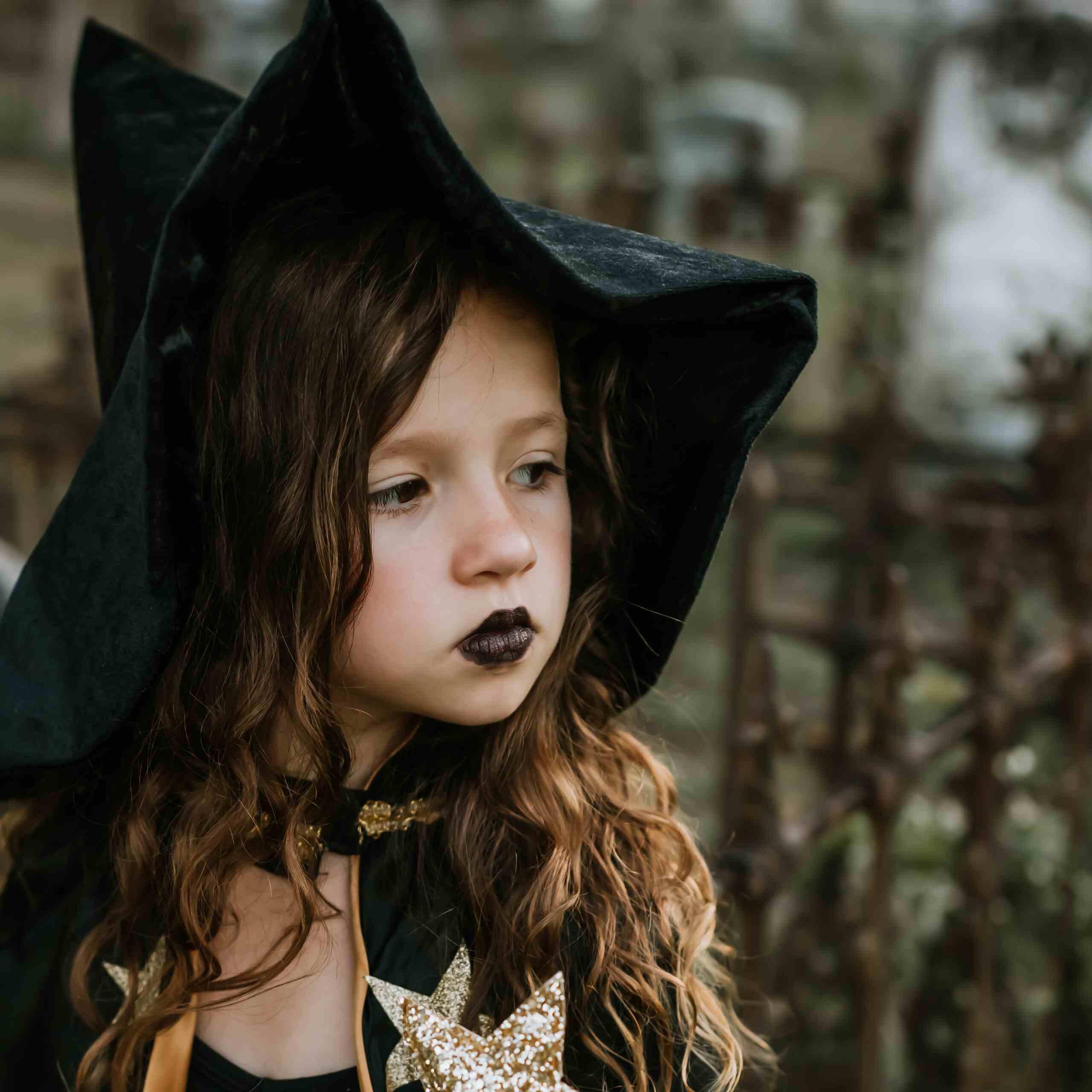 Kids Witch Costume, Witch Cape+ Witch Hat+ Wand Set, Celestial Witch ...