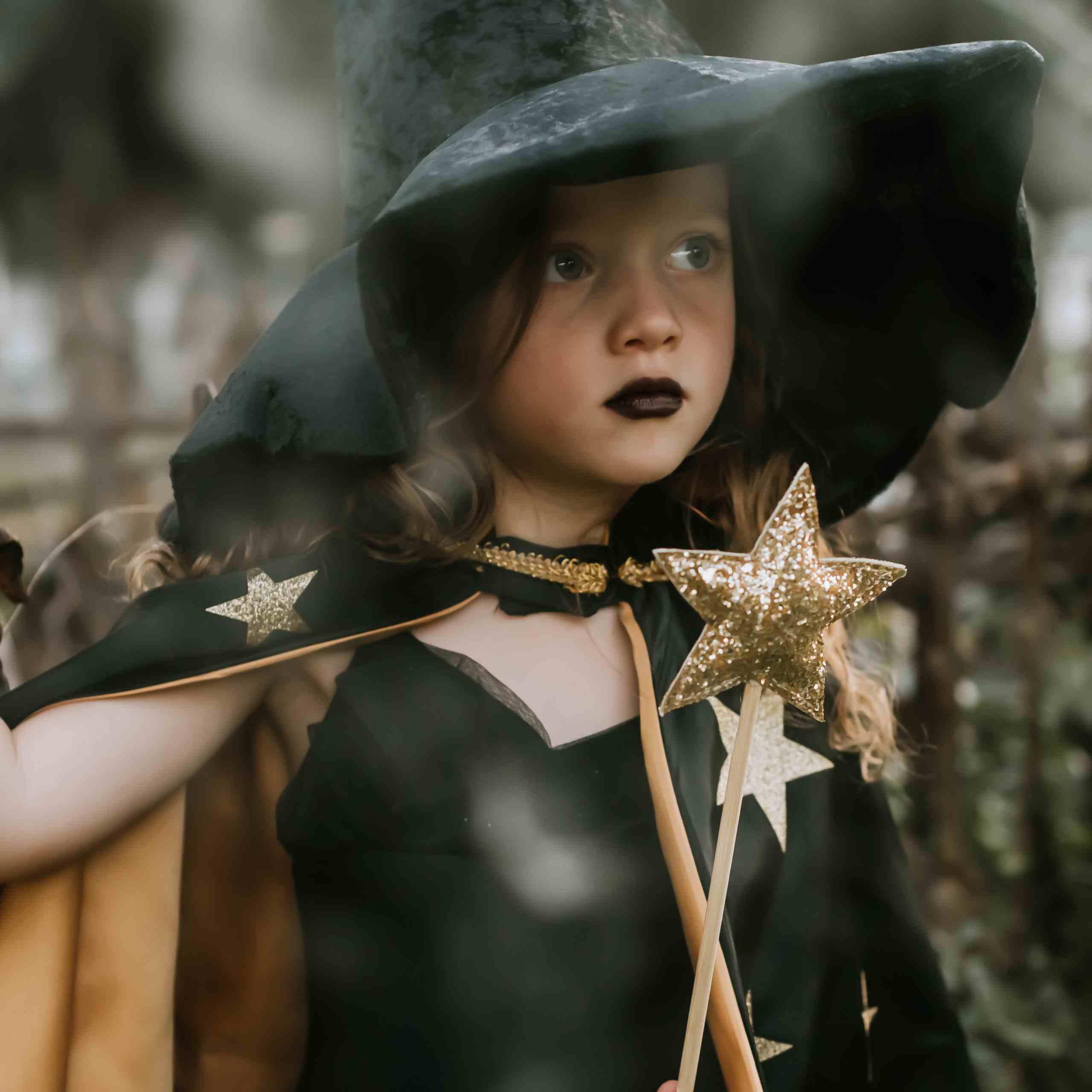 Kids Witch Costume, Witch Cape+ Witch Hat+ Wand Set, Celestial Witch ...