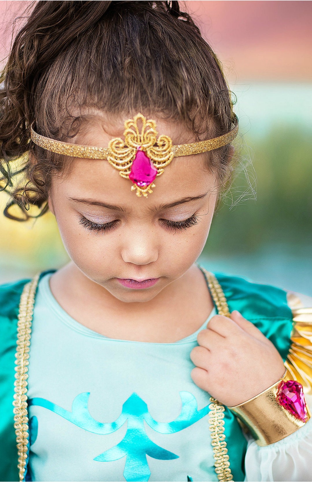 Girls Genie Jewel Headband Set, Arabian Princess Jewel Headband - Pink ...