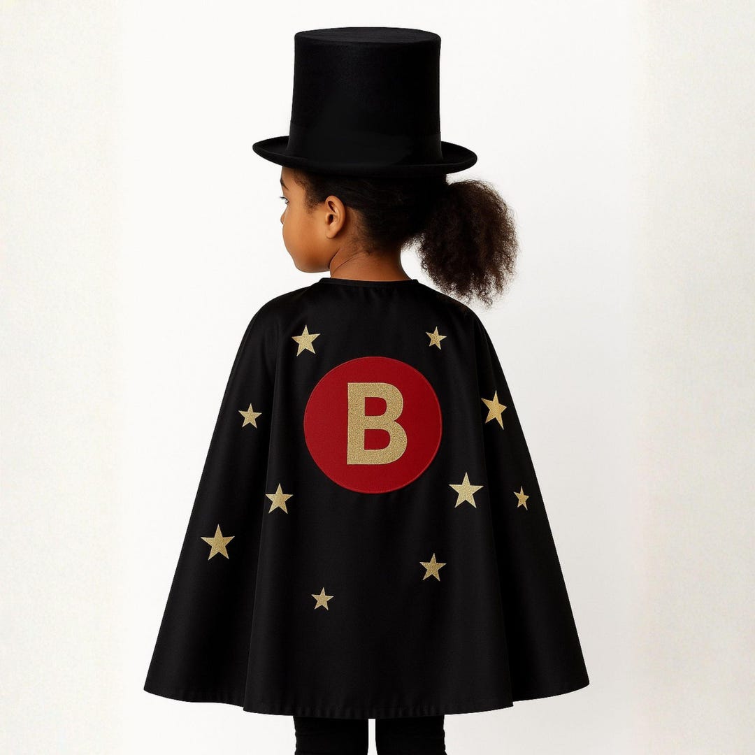 Personalized Kids Gift - Magician Cape - Custom Initial - Black Cape ...
