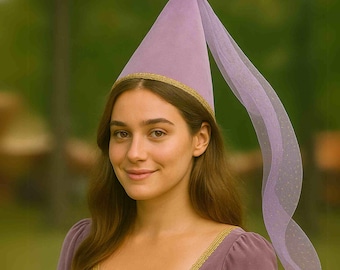 Light Pink Satin Princess Damsel Medieval Cone Hat, Renaissance ...