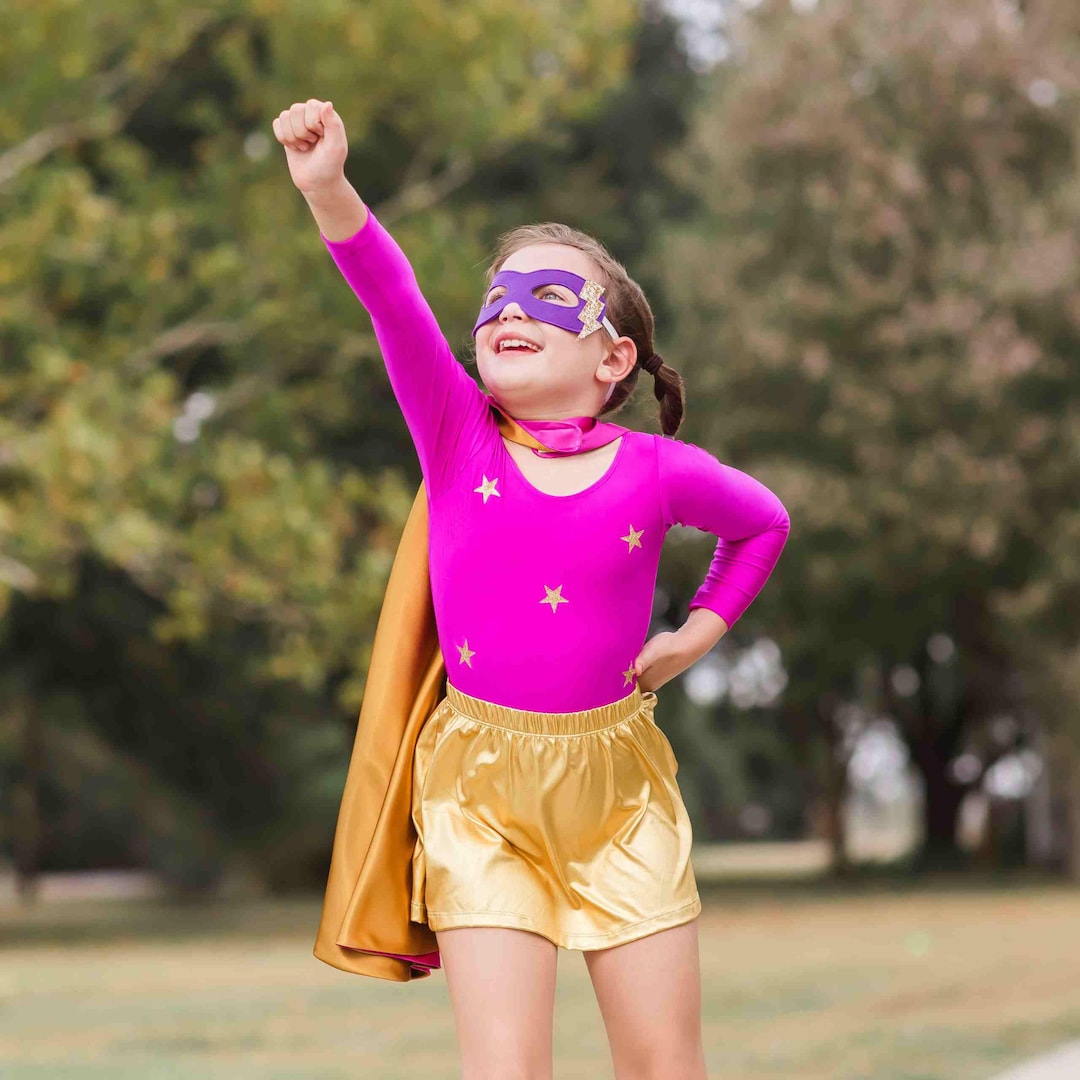 Superhero Cape, Girls Superhero Costume, Pink Superhero, Pink With Gold ...