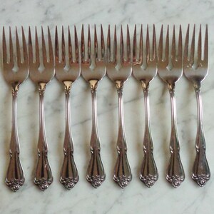 True Rose Stainless 1881 Rogers Stainless Oneida Ltd Set of 8 Salad ...