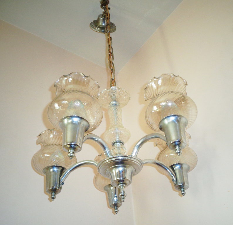 Chrome Ceiling Light Fixture W 5 Optic Glass Light Diffuser - Etsy