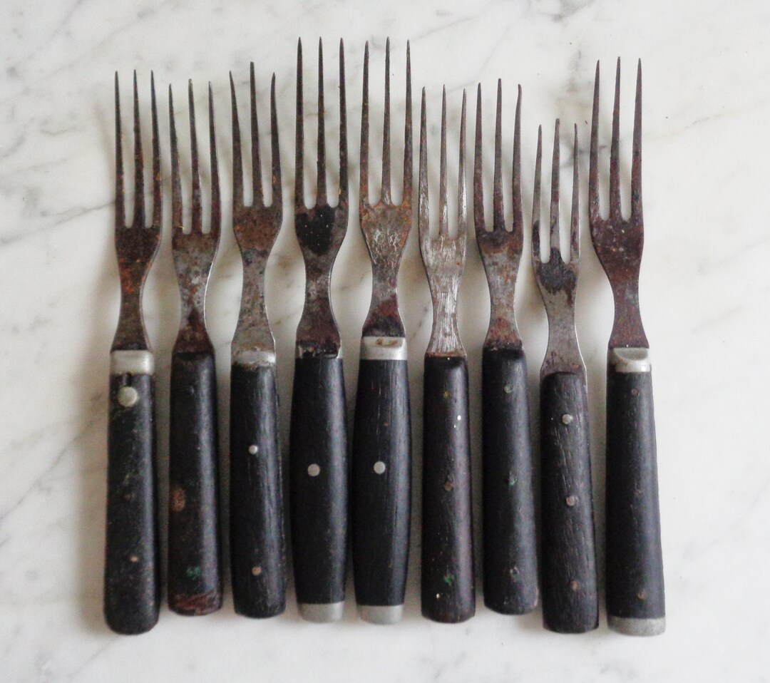 Rusty Gold : Antique Civil War Era Flatware W Black Wood Handles Lot of ...