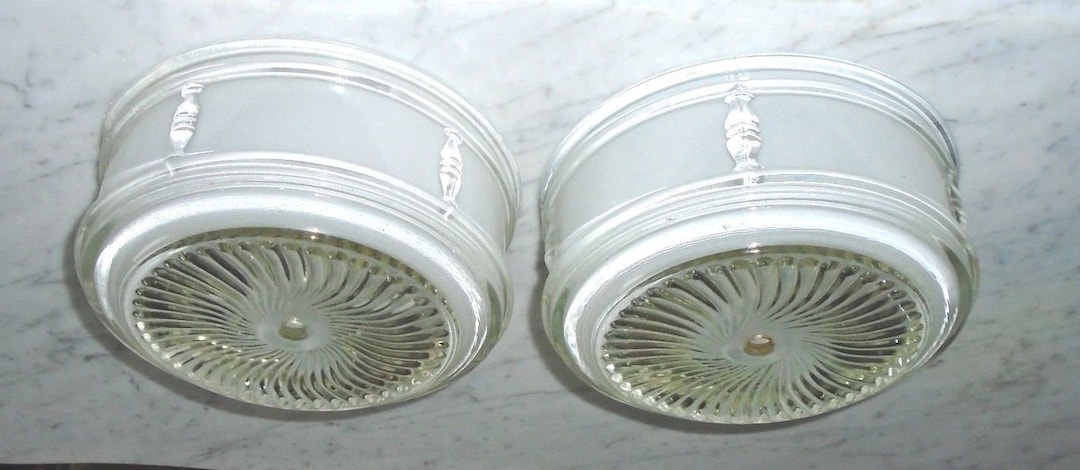 Replacement Light Covers Set of 2 Vintage Art Deco 8in Round~ Single ...