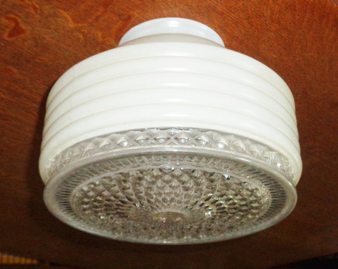 Diamond Point Light Cover Skyscraper Ribbed Replacement Shade 8x6in MCM ...