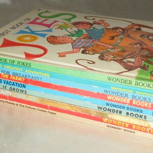 9 Vintage Wonder Books ~ Jokes, Sleeping Beauty, Heidi, Hong Kong ...