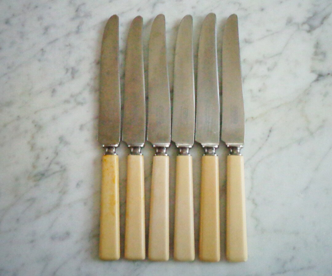 Universal Resistain Steel Celluloid Handle Stainless 9 1/2 Inch Set of ...