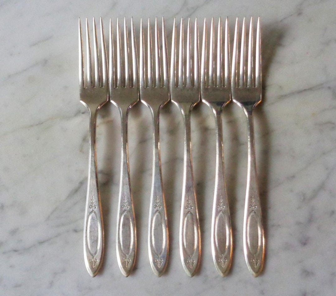 ADAM Community Silver Plate 7 3/4 Inch Set of 6 Dinner Forks - Etsy