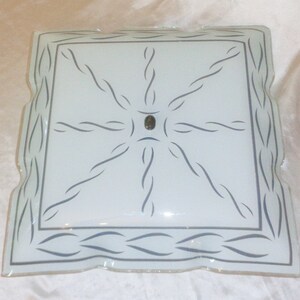 Square Upturn Rim Ceiling Light Fixture Cover on 3 Bulb Electric ...