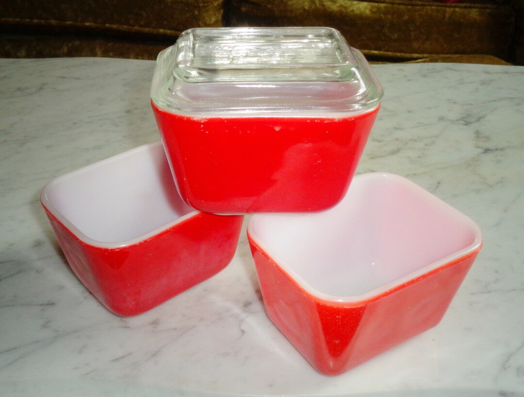 Pyrex Red #501 Refrigerator Dish Set of 3 With 1 Lid, Vintage - Etsy