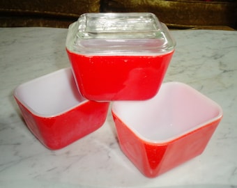 Pink Pyrex 501 502 & 503 Refrigerator Dish Set, No Lids, Showing Ware ...