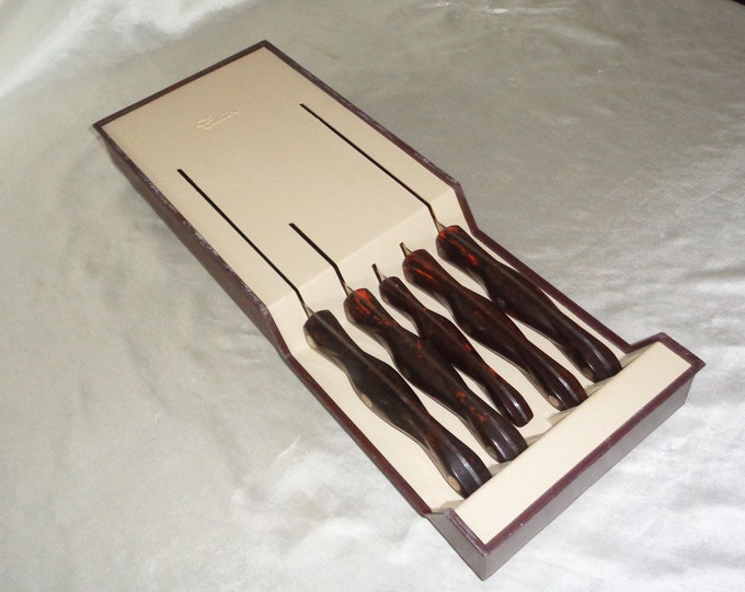 Cutco Vintage Orange / Brown Handle 1720 1722 1723 1724 1729 Knives Set ...