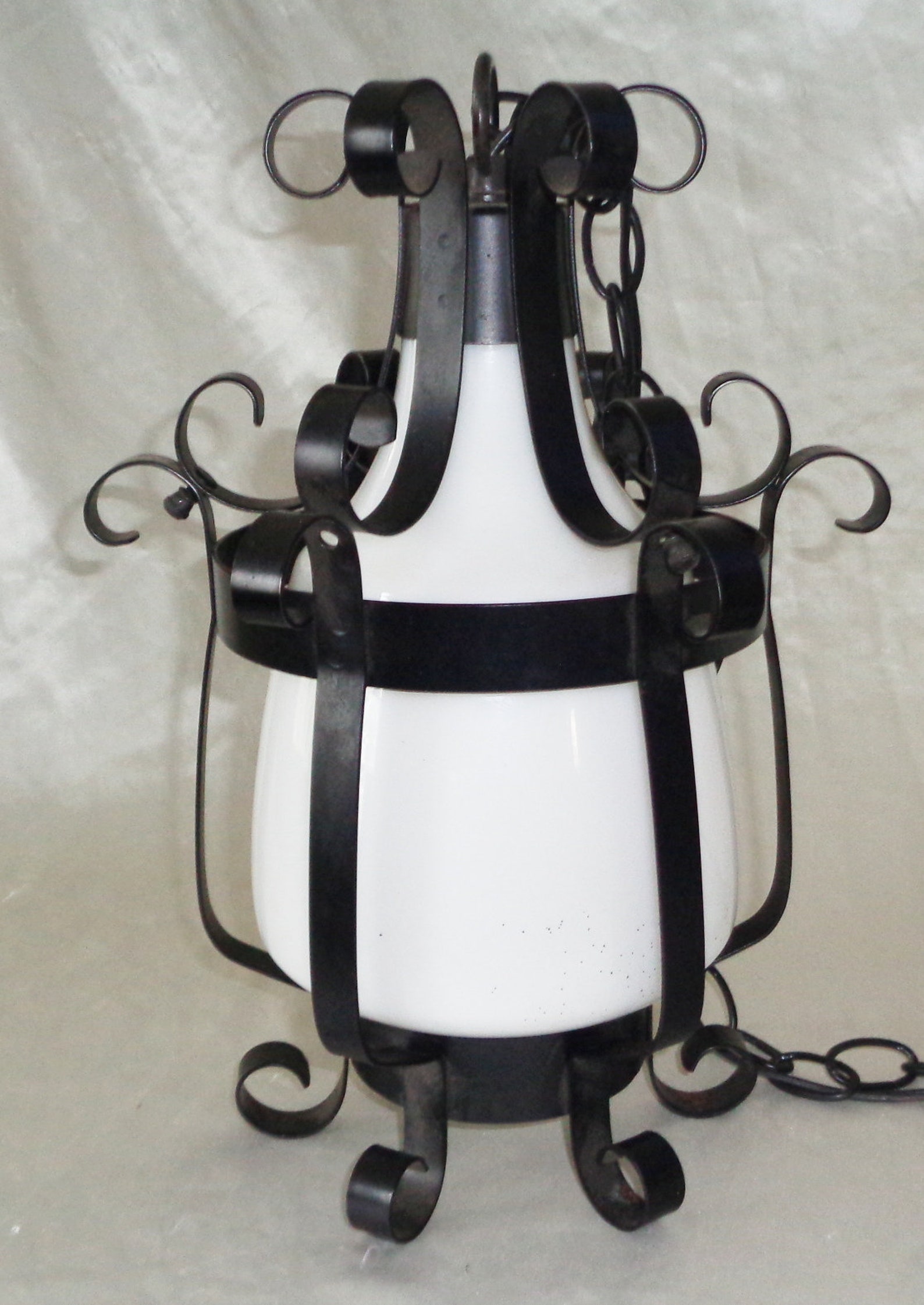 Virden Lighting Black Twisted Metal Lantern Glass Hanging Pendent Light ...