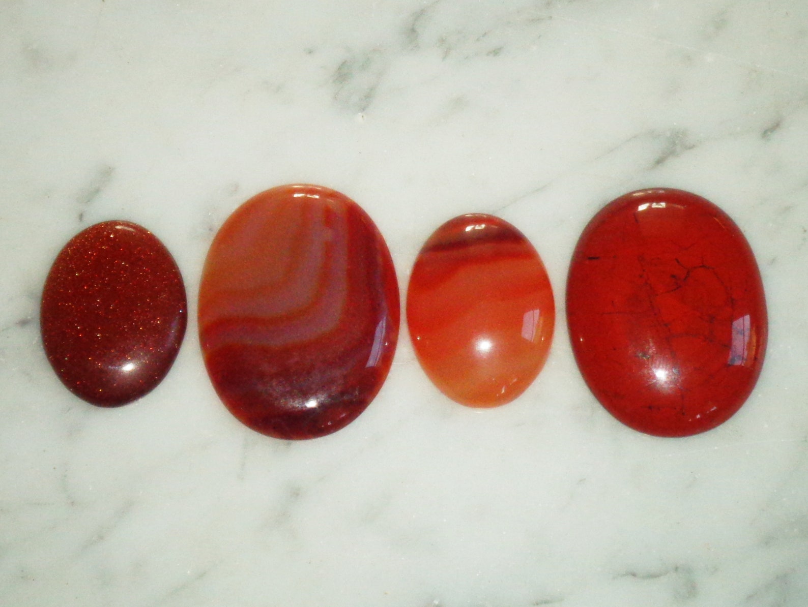 Polished Oval Stones Man Made Sunstone & Orange Agates | Etsy