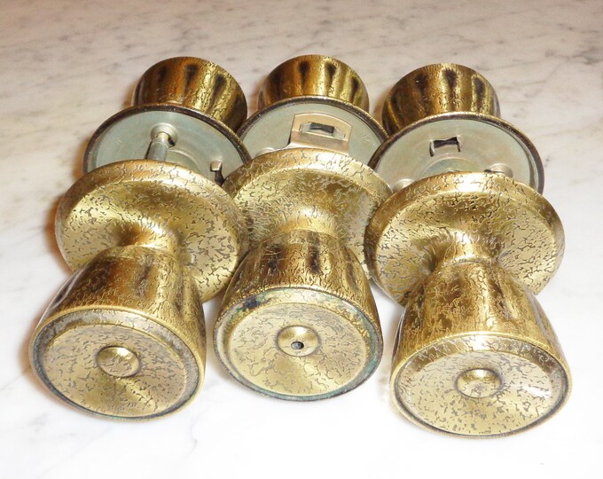 3 Vintage Complete Carriage House Textured Antique Brass Crackle Fluted Dummy Lock Door Knobs - Etsy