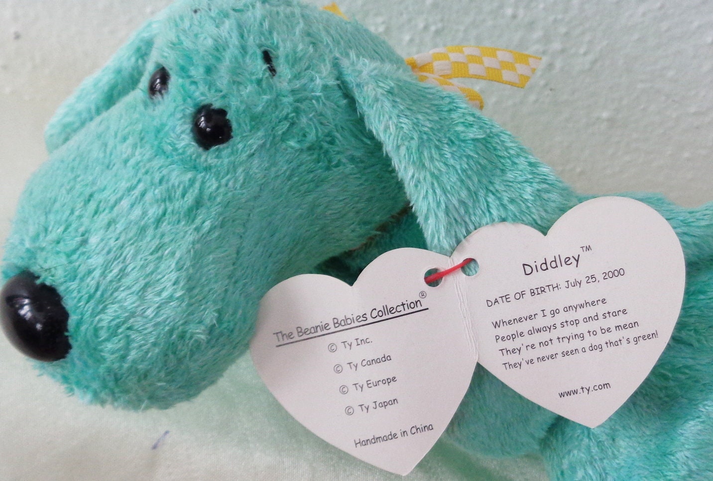 2001 Ty Beanie Babies Diddley Dog birthday July 25 2000 Error Tags PE Pellets