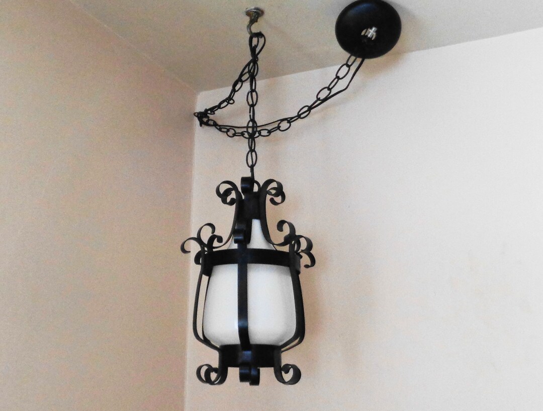 Virden Lighting Black Twisted Metal Lantern Glass Hanging Pendent Light ...