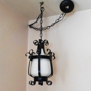 Virden Lighting Black Twisted Metal Lantern Glass Hanging Pendent Light ...