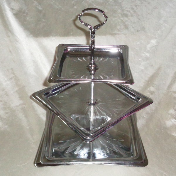 3 Tier Chrome Serving Tray - Etsy