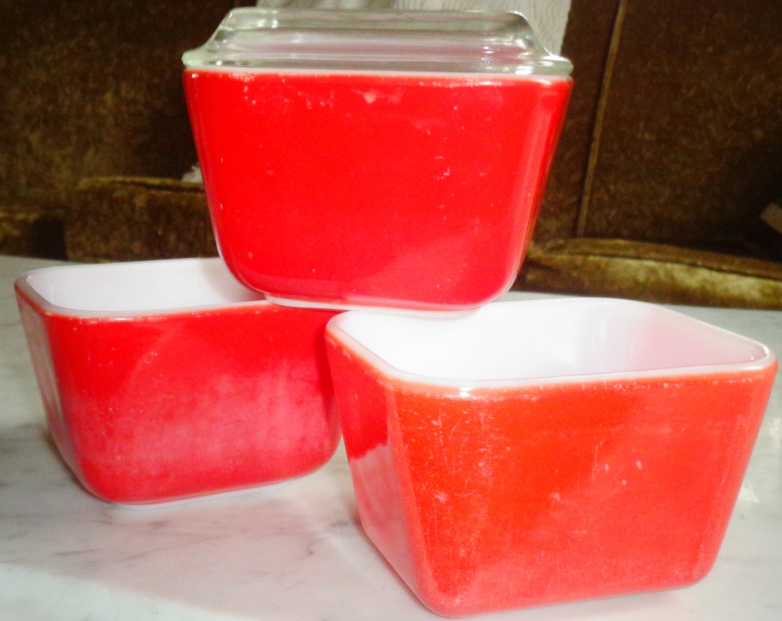 Pyrex Red 501 Refrigerator Dish Set of 3 With 1 Lid Vintage - Etsy