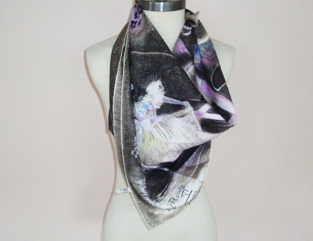Maggy Rouff Paris Soie Made in France Ballerina Black Beige Pink Scarf ...
