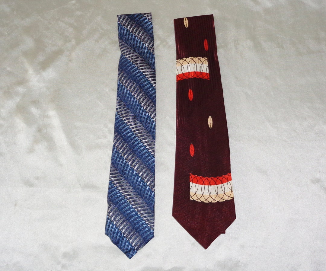 Am Vets Art Deco Swing 1950s Mens Neck Tie's in Maroon & Blue Print - Etsy