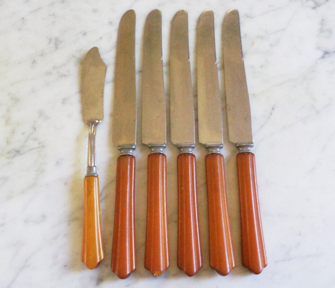 Peerless Cutlery Razor Edge Stainless Butterscotch Bakelite Handle 5 ...
