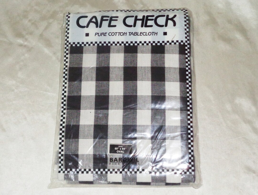 Cafe Check Bardwil Black Checkerboard 84 X 60 Oval Pure Cotton Formal ...