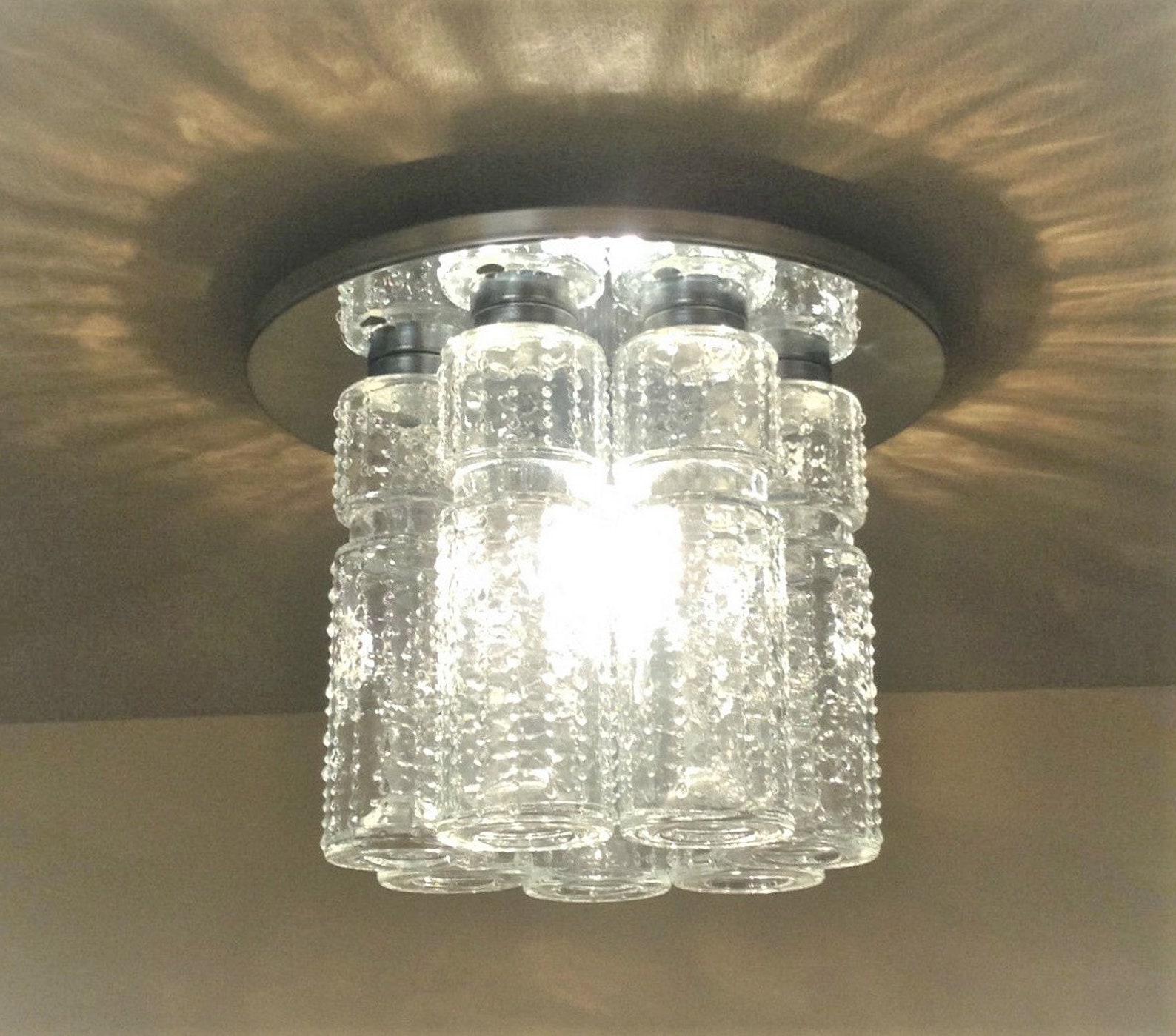 Lightolier Flush Mount Chrome Ceiling Light Fixture W 7 Glass - Etsy