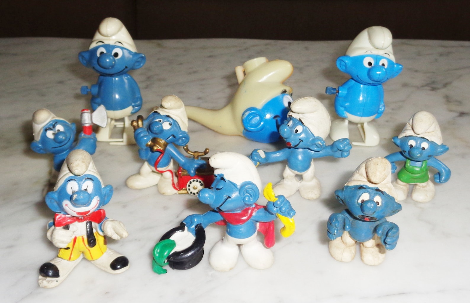 10pc Smurf Figures 1978-82 Figures, Wind up Toys & Pipe ~ Magician ...