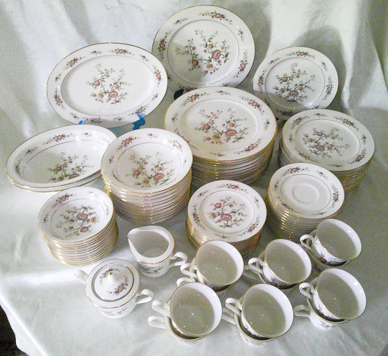 88pc Noritake Ivory China Asian Song ~ 7 Piece Place Settings +serving ...