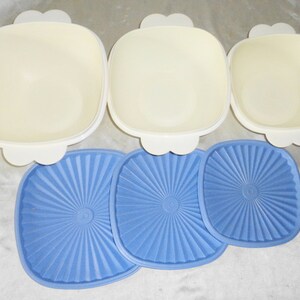 Tupperware Servalier Mixing Graduated Bowl SET White Bowls & Blue ...