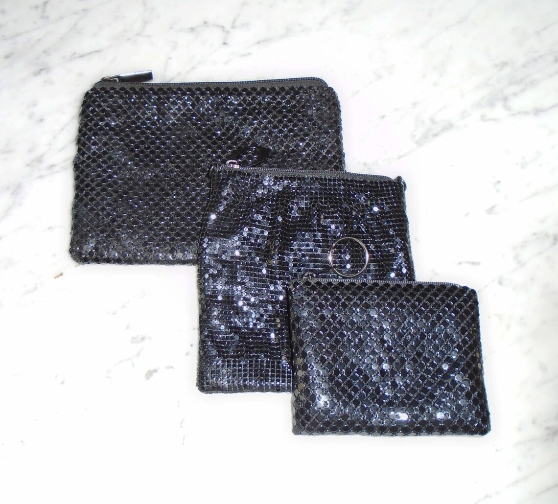 Black Metal Mesh Zipper Clutch Evening Zipper Hand Bags Set of - Etsy