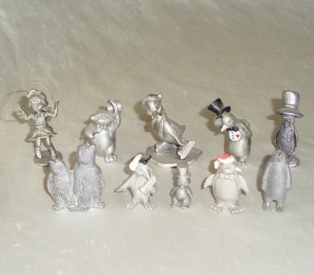Pewter Penguin Figures 1 1 22 Inch Hudson Pewter Port Bea Line Spoontiques Etsy