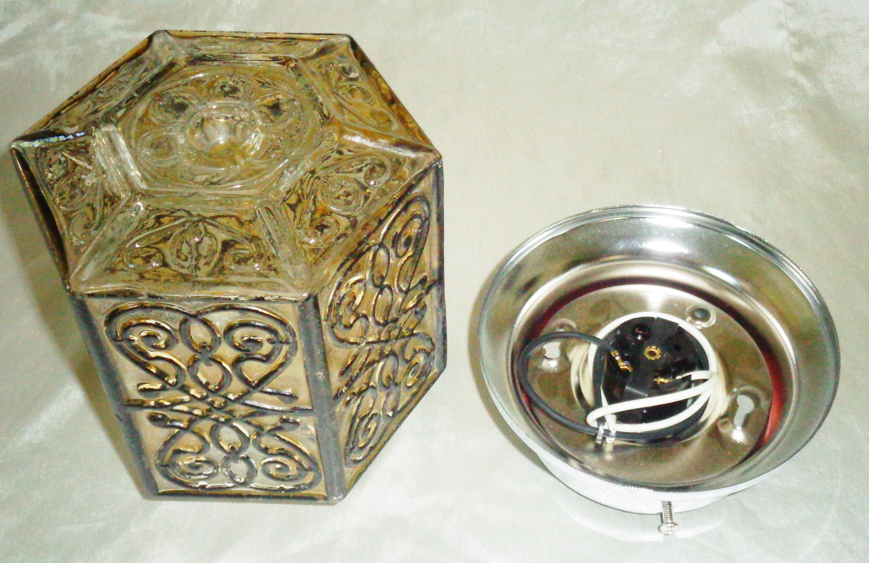 Black Scroll Chrome Light Fixture Vintage MCM Ceiling Light W - Etsy