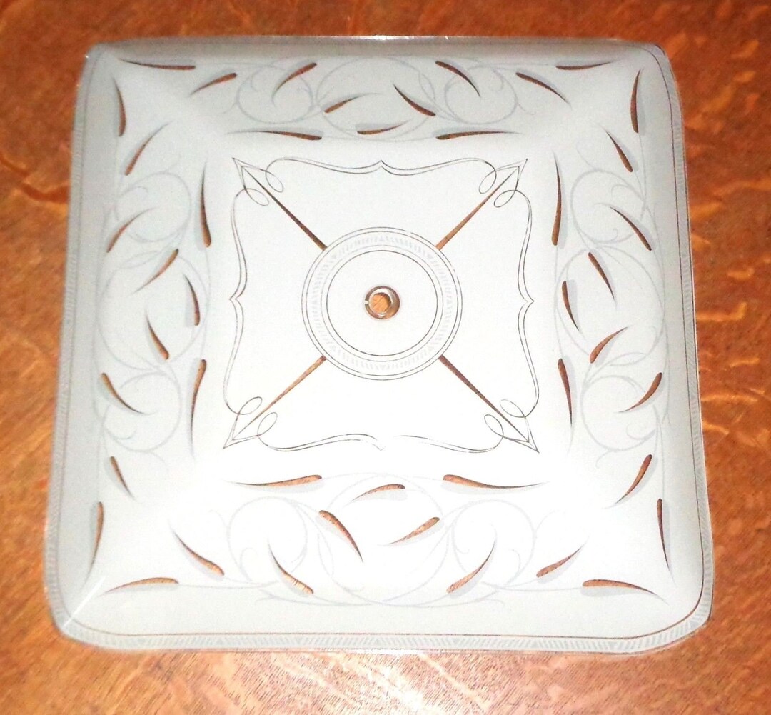 Square Convex Saucer Light Fixture Cover Large Vintage Atomic Leaf 17 ...