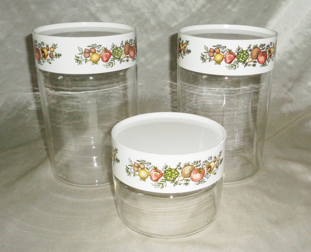 Pyrex Ware Spice of Life 3 Piece Canister Set W Lids - Etsy