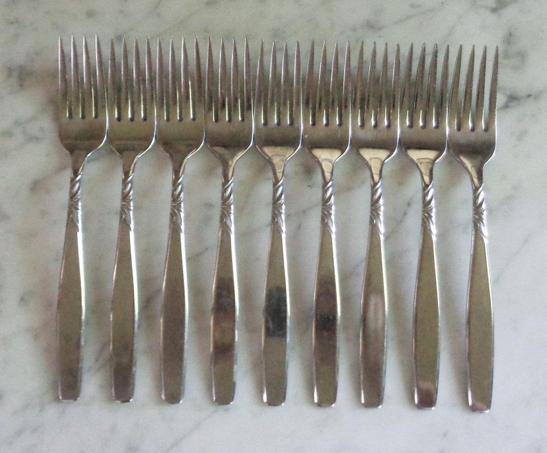 Supreme Stainless USA Swirl 6 3/4 Inch Set of 9 Dinner Forks - Etsy