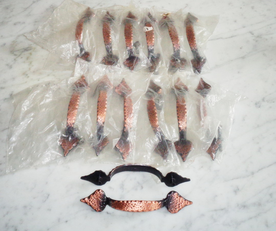 13 Copper Textured Hammered Solid Metal Colonial Spade Tip Drawer Pulls ...