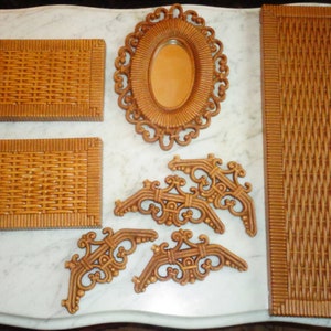 1979 Dart Ind Homco 4 Piece Faux Wood Shelf & Mirror Wall Hanging Set ...