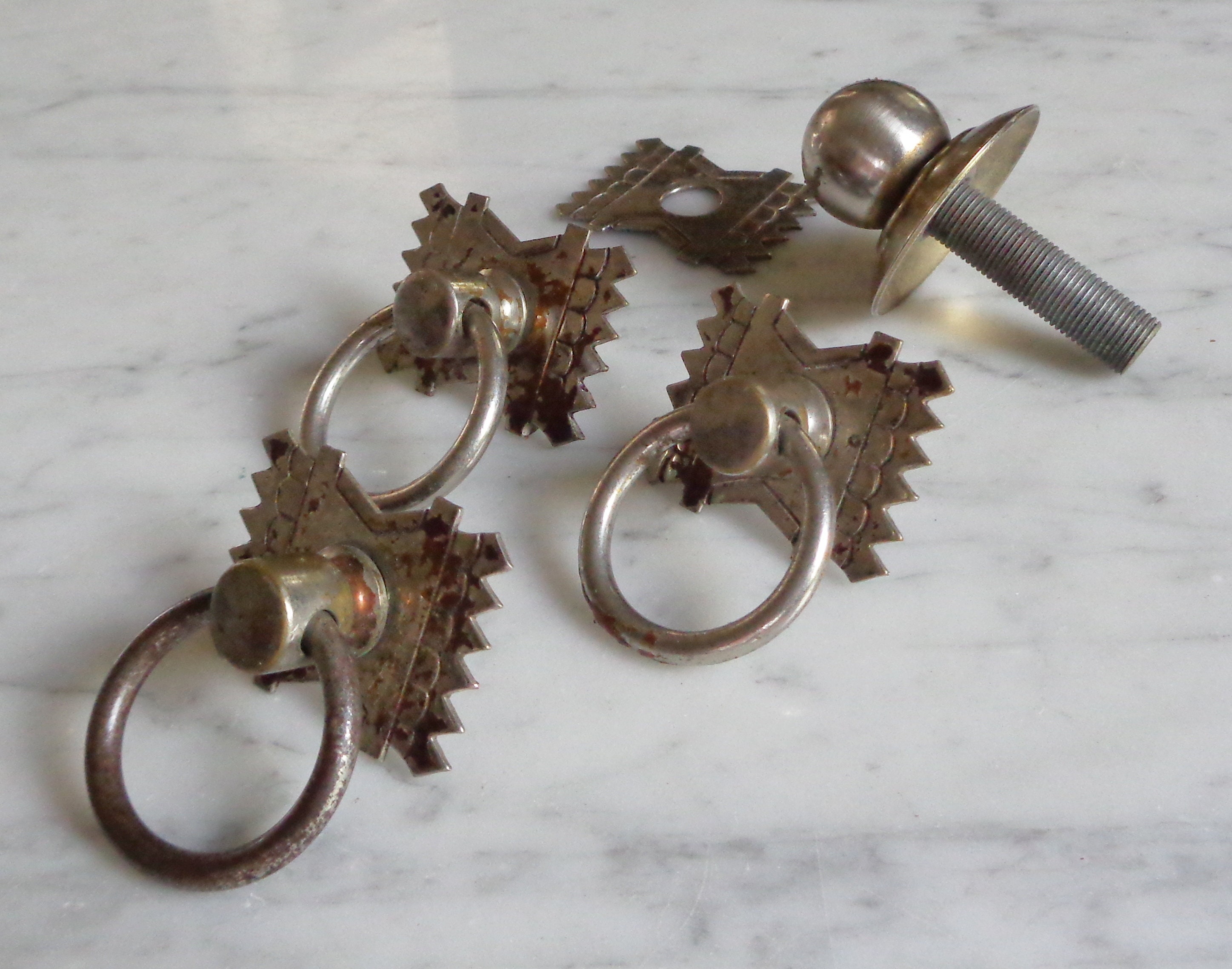 Ring Drop Bail Knocker & Southwestern Style Back Plate Drawer Pulls ...